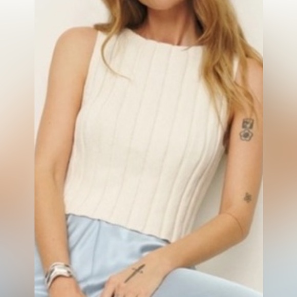 Reformation | Tops | Reformation Blue Ribbed Crop Tank Top | Poshmark